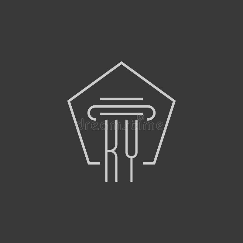 Initial Monogram KY with Monoline Pillar Logo Design Stock Illustration ...