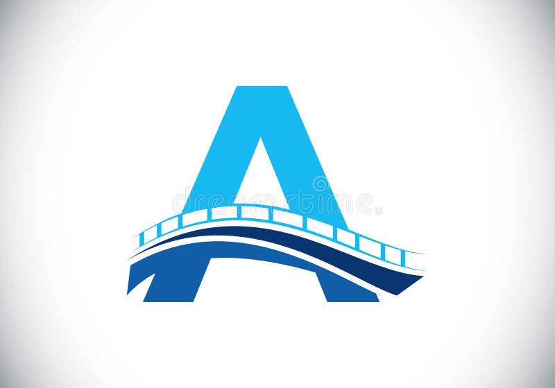 Initial a Monogram Letter Alphabet with Bridge Sign. Abstract Bridge ...