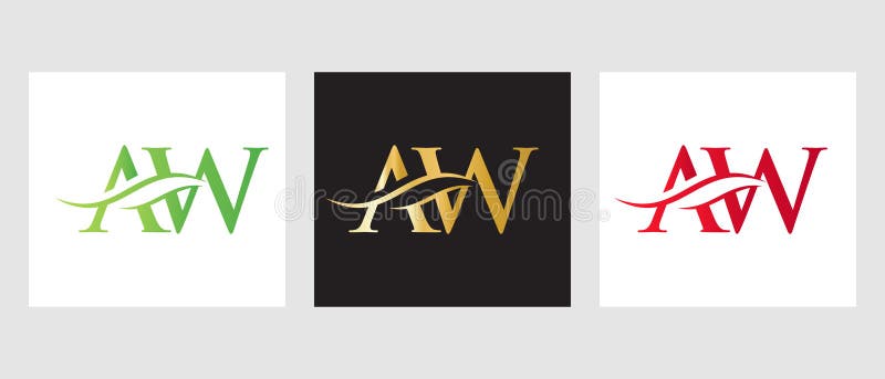 Initial Monogram Letter AW Logo Design. AW Logotype Template Stock ...