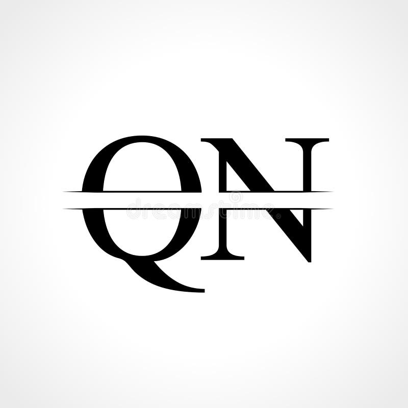 Initial Monogram Letter QN Logo Design Vector Template. Black Letter QN ...