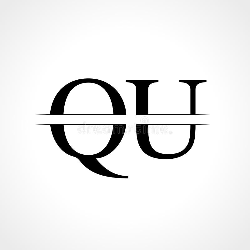 Initial Monogram Letter QU Logo Design Vector Template. Black Letter QU ...