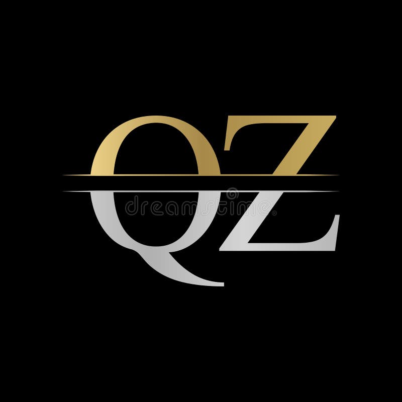 Initial Monogram Letter QZ Logo Design Vector Template. Silver and Gold ...