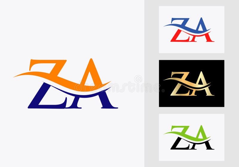 Initial Monogram Letter ZA Logo Design. ZA Logotype Template Stock ...