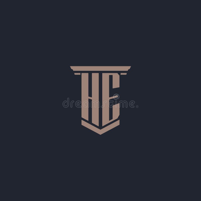 He Initial Monogram Logo with Pillar Style Design Stock Vector ...