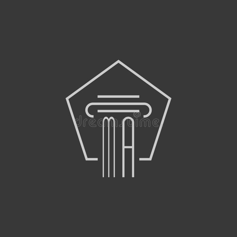 Initial Monogram MA with Monoline Pillar Logo Design Stock Illustration ...