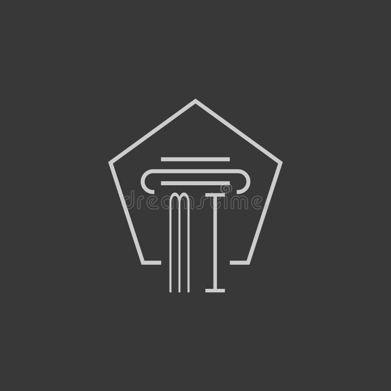 Initial Monogram MI with Monoline Pillar Logo Design Stock Illustration ...