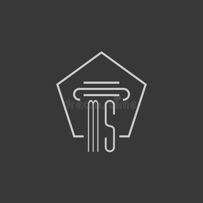 Initial Monogram MS with Monoline Pillar Logo Design Stock Illustration ...