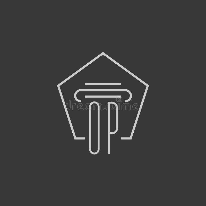 Initial Monogram OP with Monoline Pillar Logo Design Stock Illustration ...