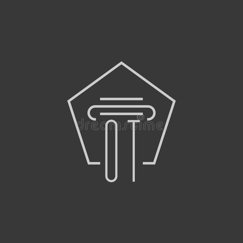 Initial Monogram OT with Monoline Pillar Logo Design Stock Illustration ...