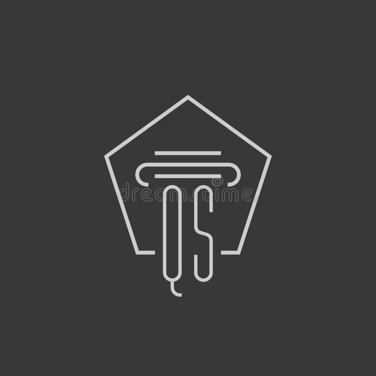 Initial Monogram QS with Monoline Pillar Logo Design Stock Illustration ...