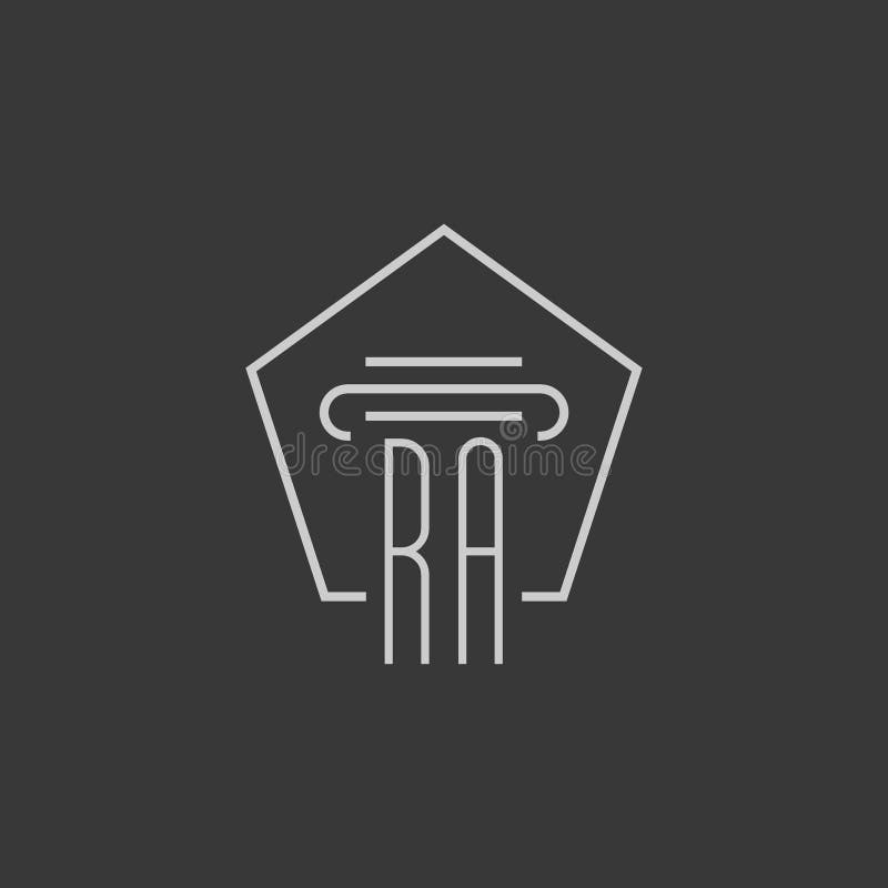 Initial Monogram RA with Monoline Pillar Logo Design Stock Illustration ...
