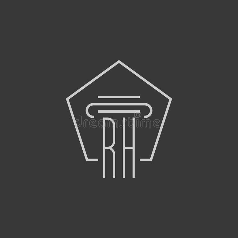Initial Monogram RH with Monoline Pillar Logo Design Stock Illustration ...