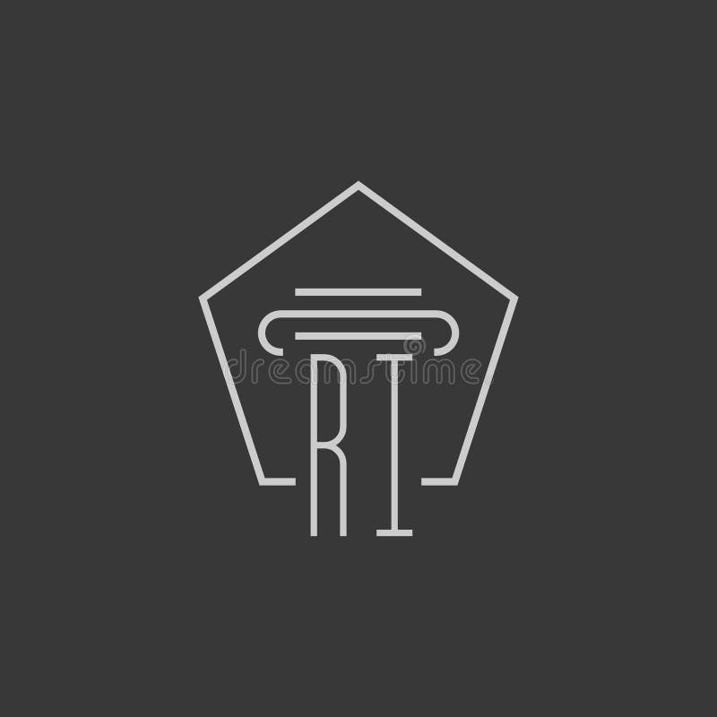 Initial Monogram RI with Monoline Pillar Logo Design Stock Illustration ...