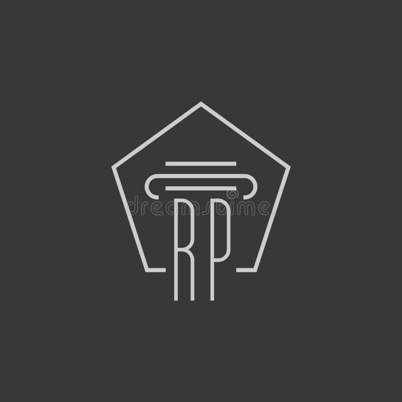 Initial Monogram RP with Monoline Pillar Logo Design Stock Illustration ...