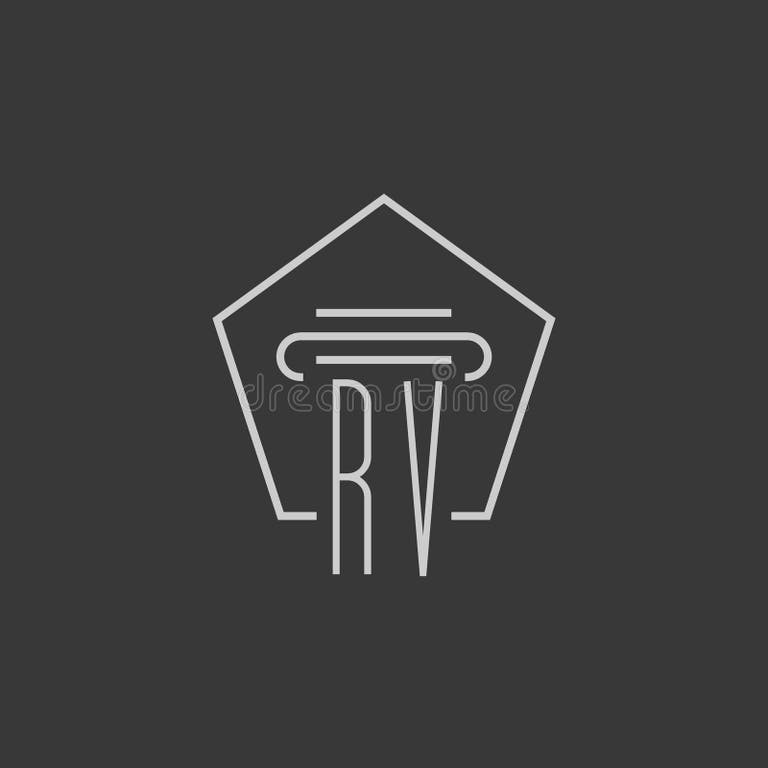Initial Monogram RV with Monoline Pillar Logo Design Stock Illustration ...