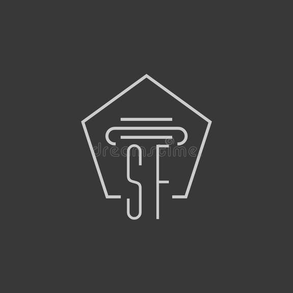 Initial Monogram SF with Monoline Pillar Logo Design Stock Illustration ...