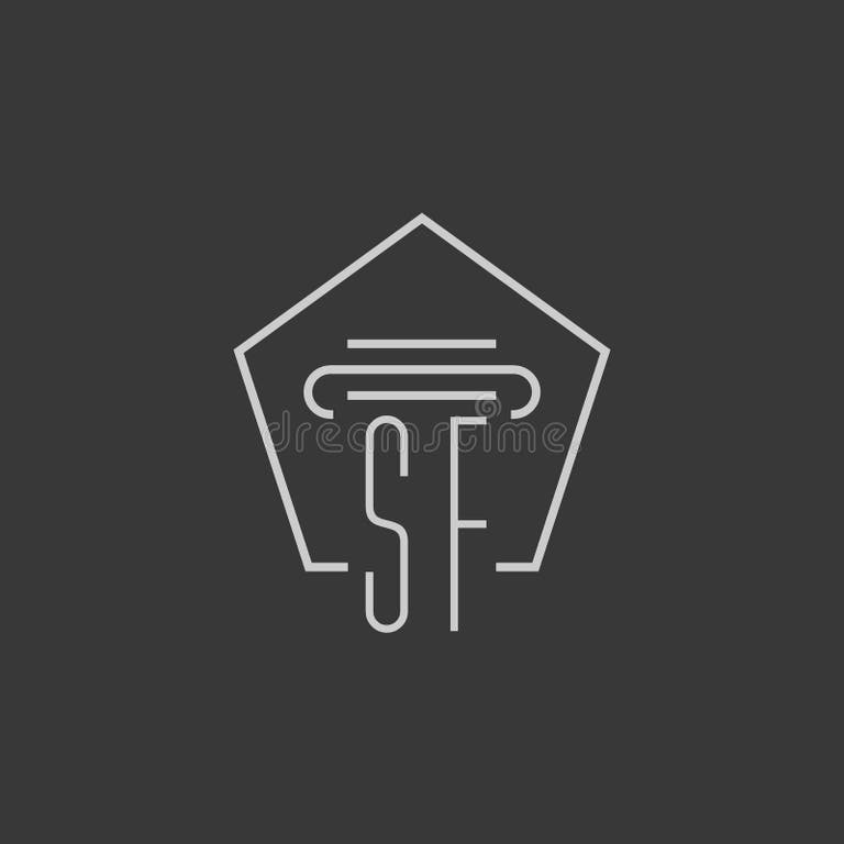 Initial Monogram SF with Monoline Pillar Logo Design Stock Illustration ...
