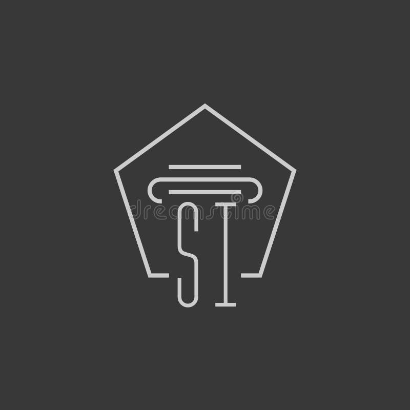 Initial Monogram SI with Monoline Pillar Logo Design Stock Illustration ...