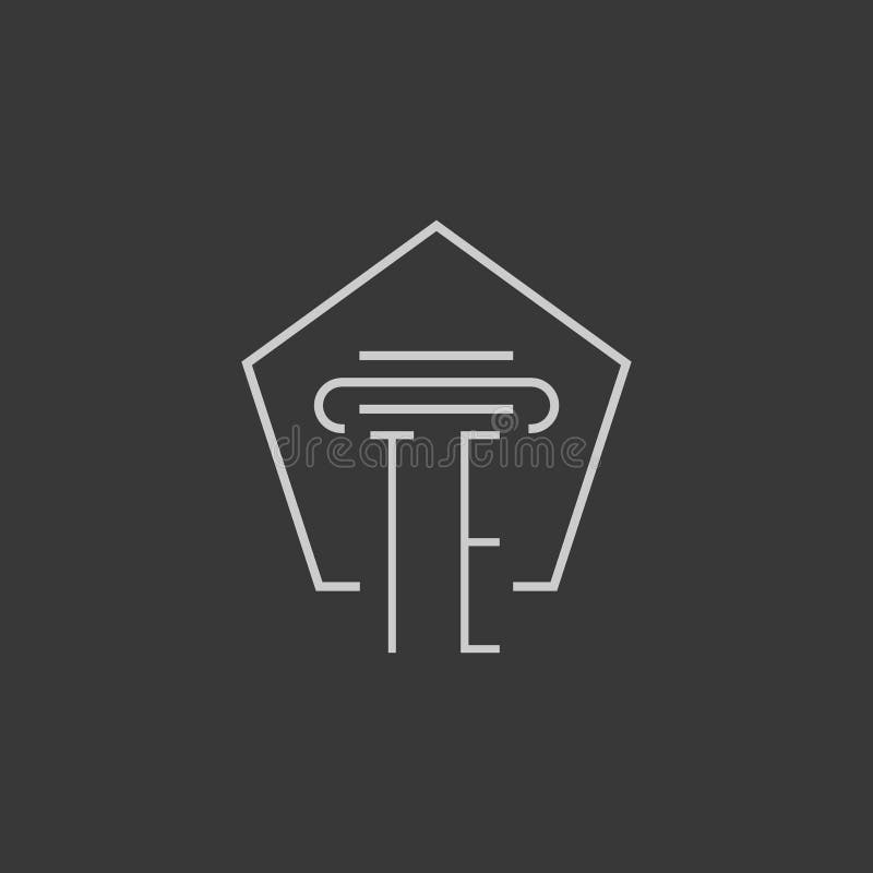 Initial Monogram TE with Monoline Pillar Logo Design Stock Illustration ...