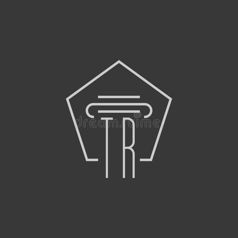 Initial Monogram TR with Monoline Pillar Logo Design Stock Illustration ...
