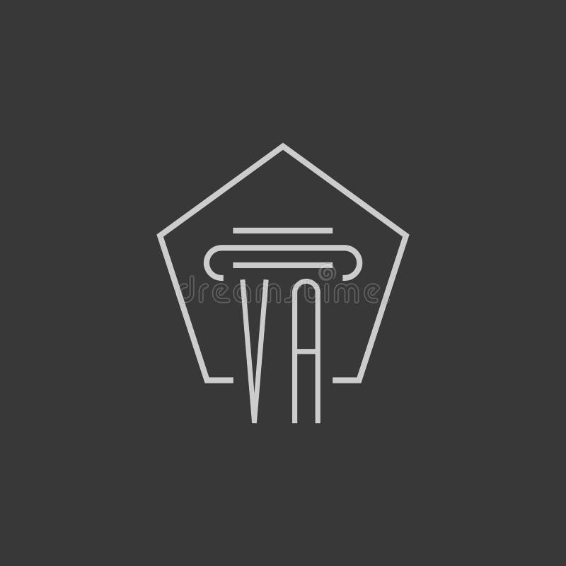 Initial Monogram VA with Monoline Pillar Logo Design Stock Illustration ...