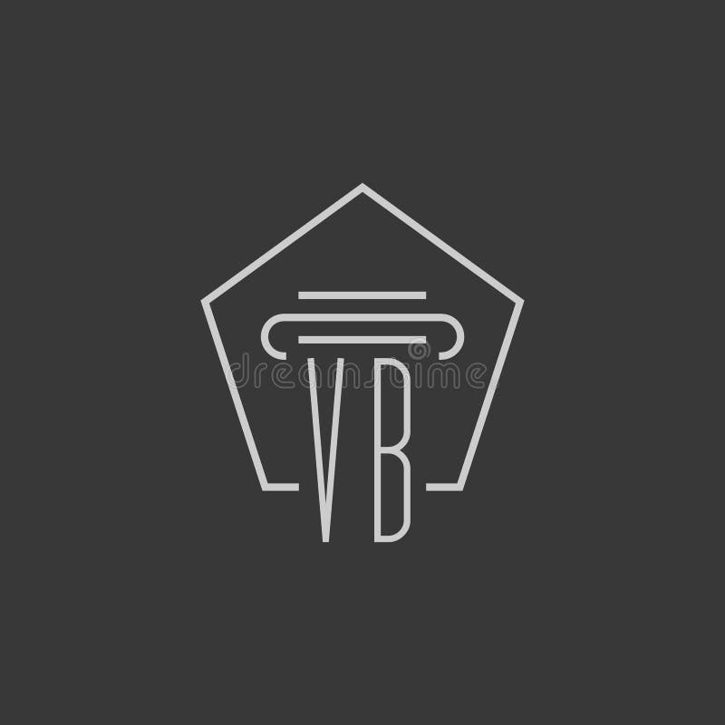 Initial Monogram VB with Monoline Pillar Logo Design Stock Illustration ...