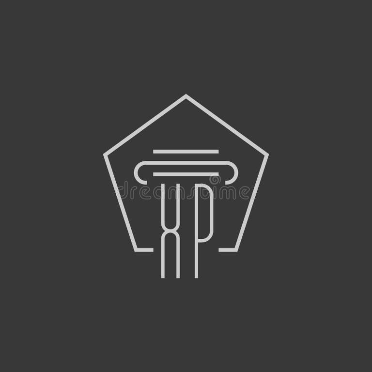 Initial Monogram XP with Monoline Pillar Logo Design Stock Illustration ...
