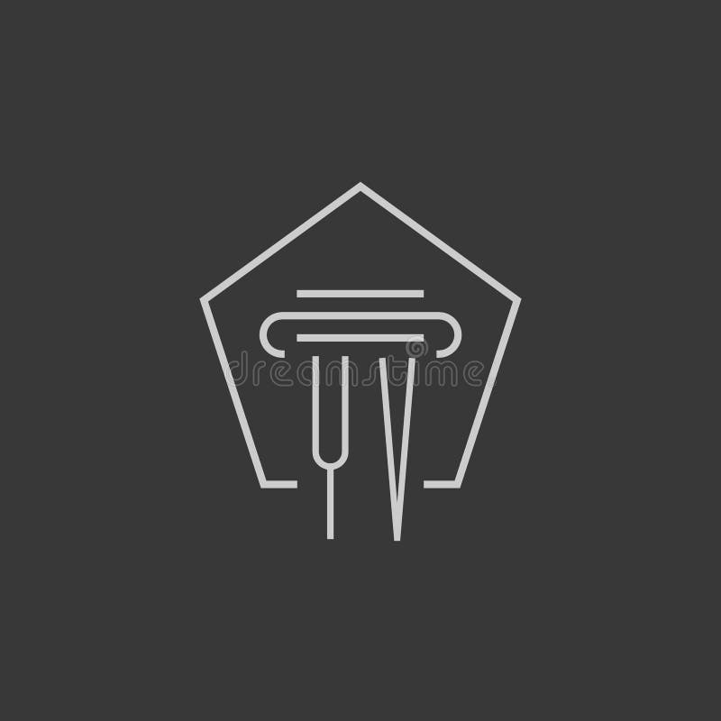 Initial Monogram YV with Monoline Pillar Logo Design Stock Illustration ...