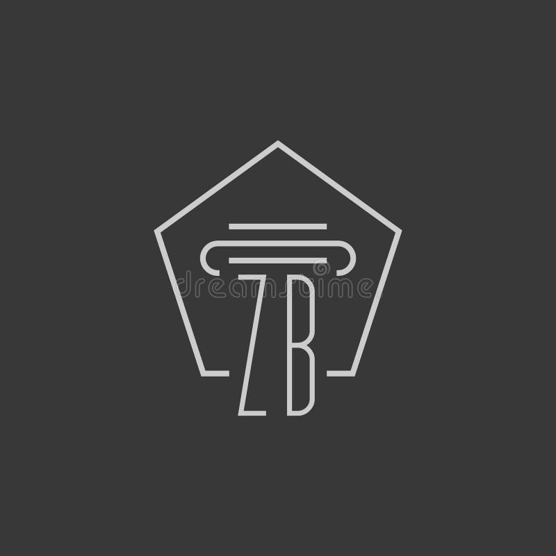 Initial Monogram ZB with Monoline Pillar Logo Design Stock Illustration ...