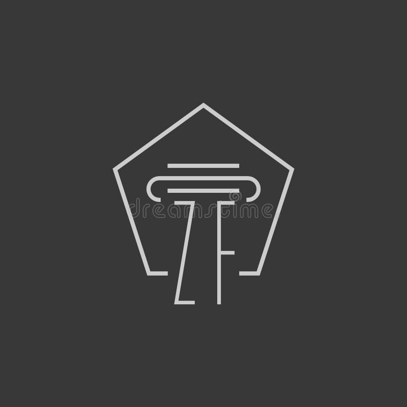 Initial Monogram ZF with Monoline Pillar Logo Design Stock Illustration ...