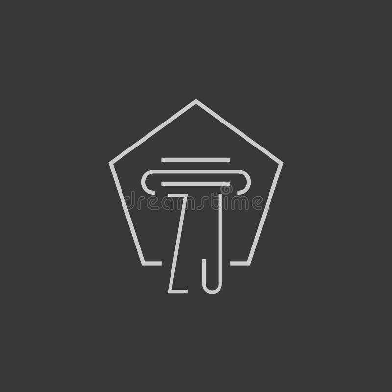 Initial Monogram ZJ with Monoline Pillar Logo Design Stock Illustration ...