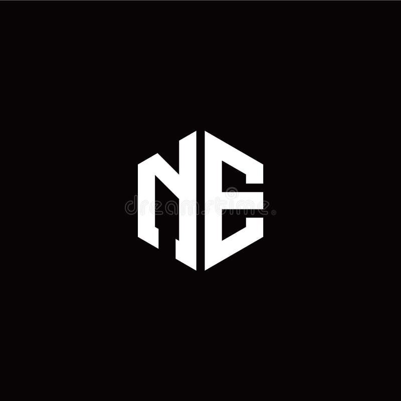 Initial N E Letter with Polygon Modern Style Logo Template Vector Stock ...