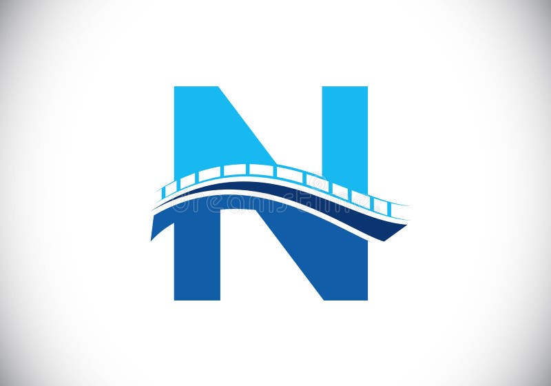 Initial N Monogram Letter Alphabet with Bridge Sign. Abstract Bridge ...