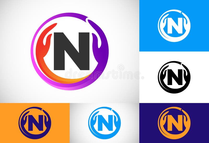 Initial N Monogram Letter with Safe Hands. Professional Charity ...