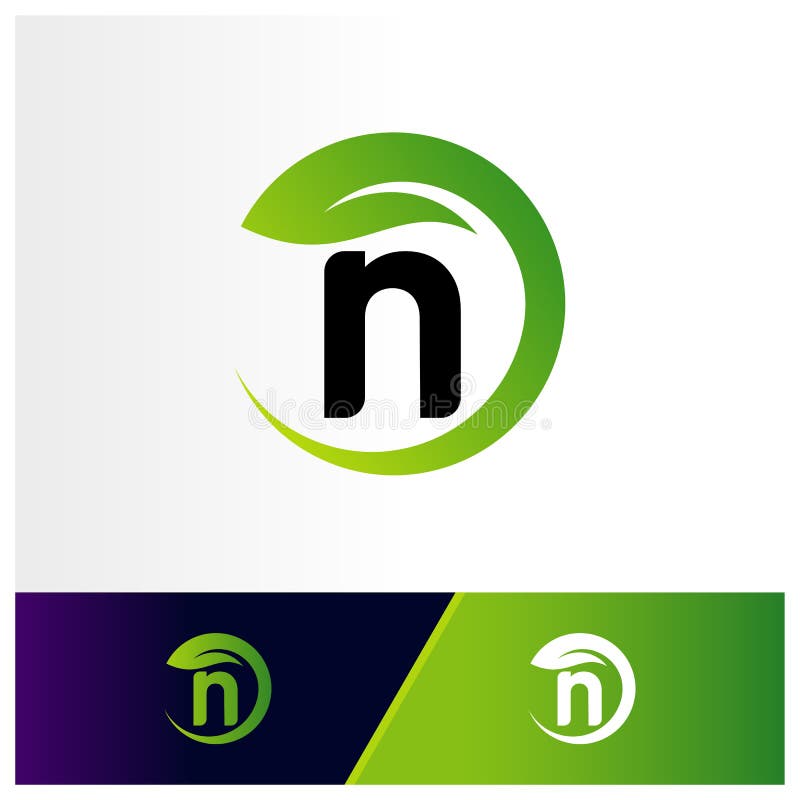 Initial N with Nature Leaf Logo Design Vector Template. Green N Logo ...