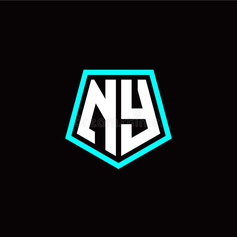 Initial N Y Letter with Polygon Modern Style Logo Template Vector Stock ...