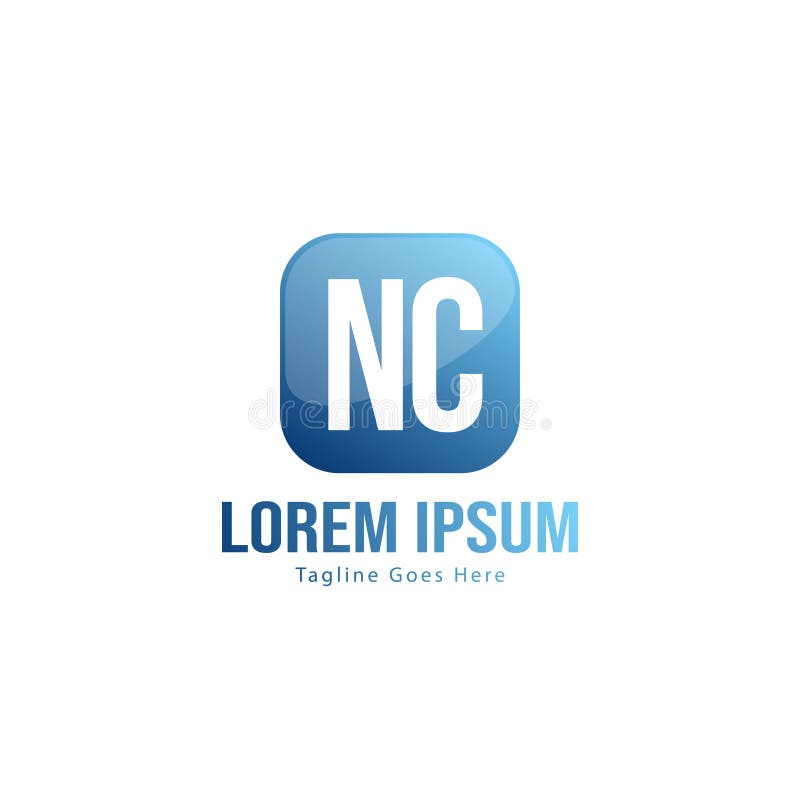 Initial NC Logo Template with Modern Frame. Minimalist NC Letter Logo ...