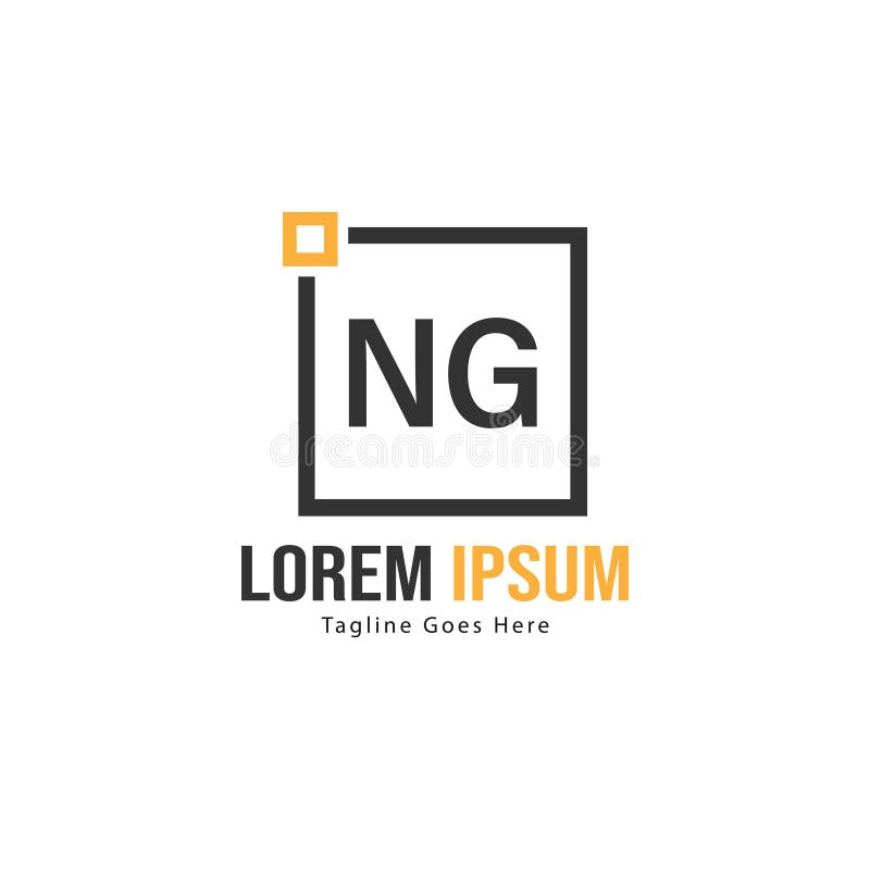 Initial NG Logo Template with Modern Frame. Minimalist NG Letter Logo ...