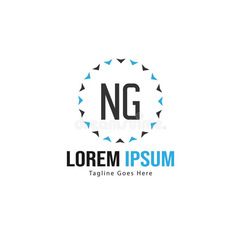 Initial NG Logo Template with Modern Frame. Minimalist NG Letter Logo ...