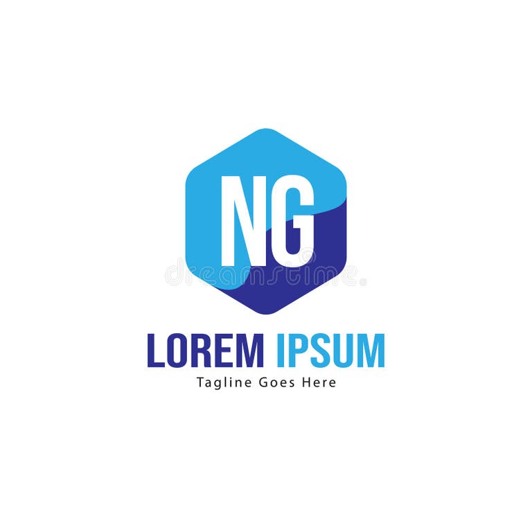 Initial NG Logo Template with Modern Frame. Minimalist NG Letter Logo ...