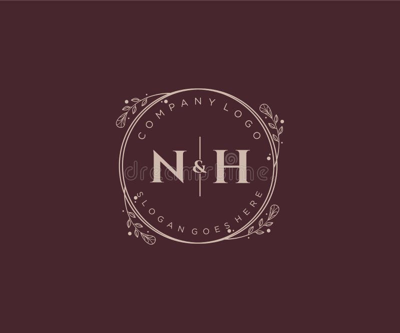 Initial NH Letters Decorative Luxury Wedding Logo Stock Vector ...