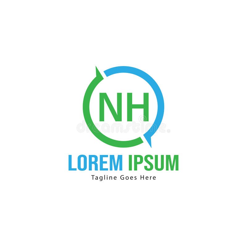 Initial NH Logo Template with Modern Frame. Minimalist NH Letter Logo ...