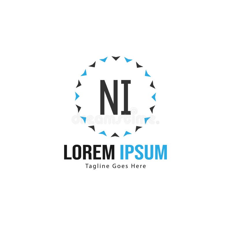 Initial NI Logo Template with Modern Frame. Minimalist NI Letter Logo ...