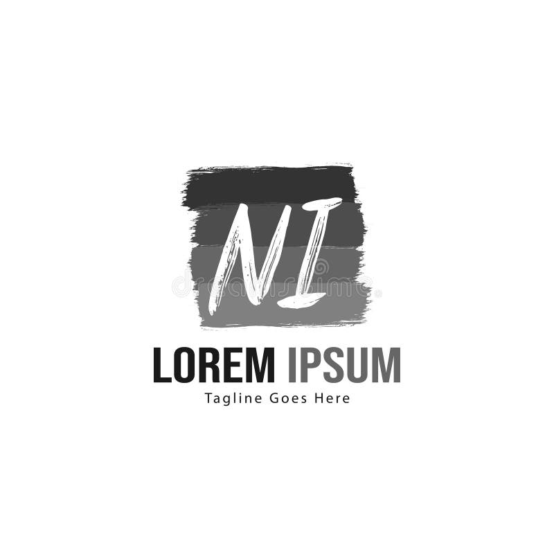 Initial NI Logo Template with Modern Frame. Minimalist NI Letter Logo ...