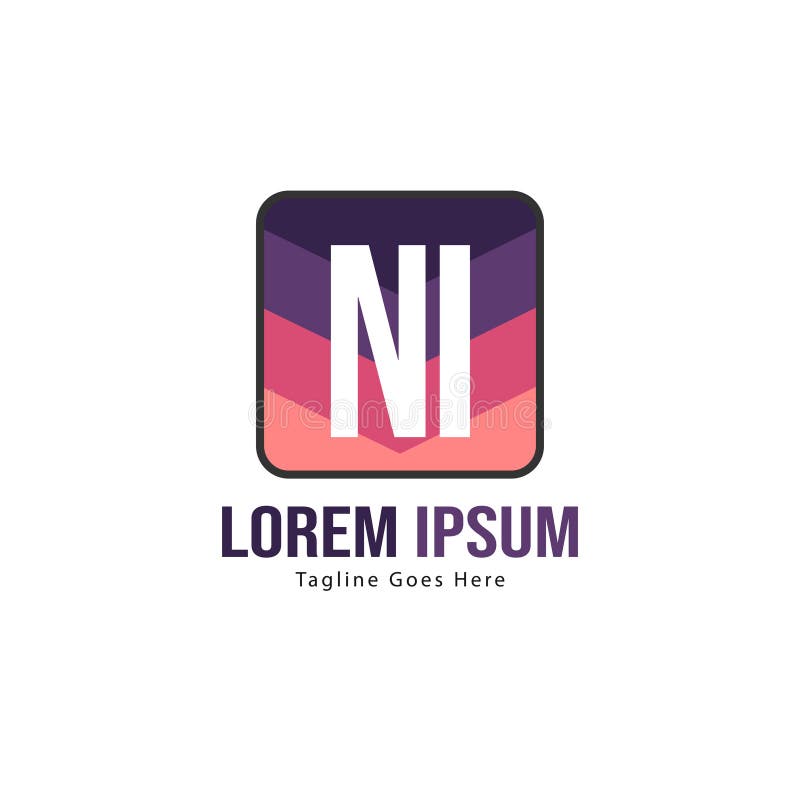 Initial NI Logo Template with Modern Frame. Minimalist NI Letter Logo ...