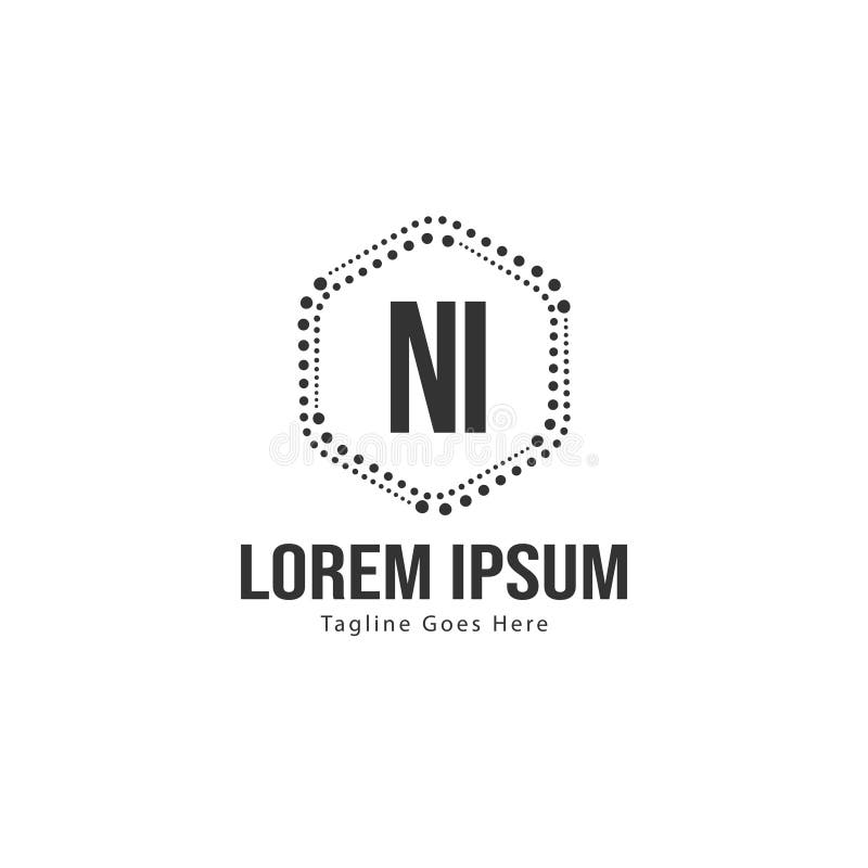 Initial NI Logo Template with Modern Frame. Minimalist NI Letter Logo ...