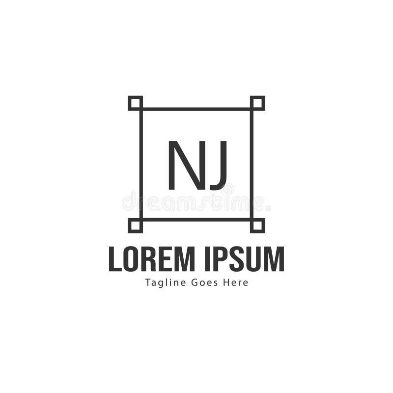 Initial NJ Logo Template with Modern Frame. Minimalist NJ Letter Logo ...