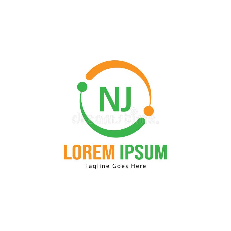 Initial NJ Logo Template with Modern Frame. Minimalist NJ Letter Logo ...