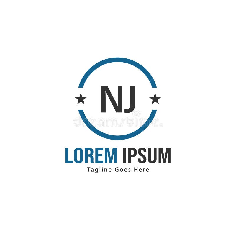 Initial NJ Logo Template with Modern Frame. Minimalist NJ Letter Logo ...