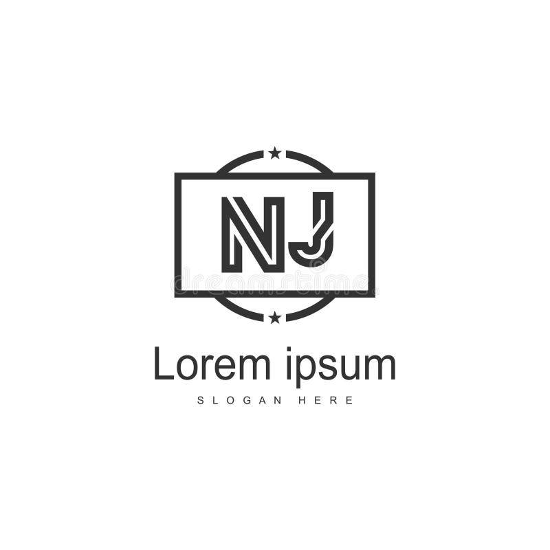 Initial NJ Logo Template with Modern Frame. Minimalist NJ Letter Logo ...